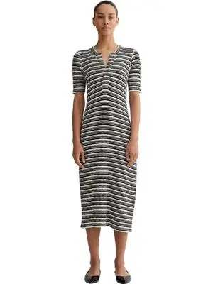 Everlane Rib-Knit Henley Midi Dress Bone White/black