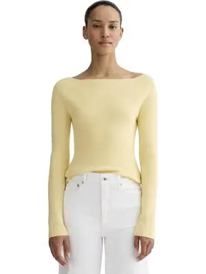 Everlane Knit Boatneck Top Banana Crepe