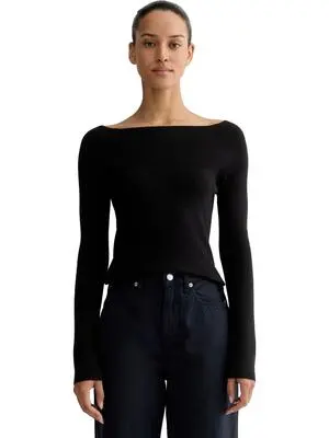 Everlane Knit Boatneck Top - Black