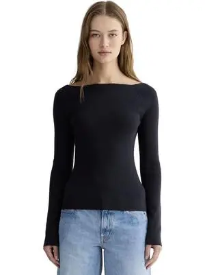 Everlane Knit Boatneck Top Navy