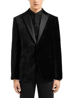Emporio Armani Slim Fit Embossed Velvet Dinner Jacket - Black Beauty