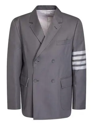 Thom Browne Double-breasted Striped Cotton-twill Blazer - Gray