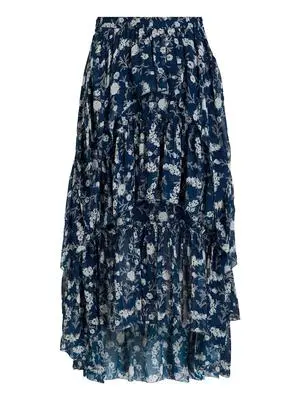 Ulla Johnson Marilyn Floral-print Silk-georgette Midi Skirt - Midnight Blue