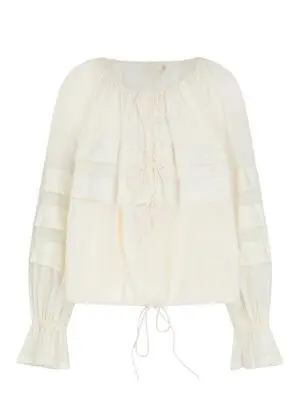 Ulla Johnson Cora Cotton And Silk-blend Voile Blouse - Ivory