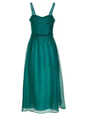 Ulla Johnson Gisele Ruffled Silk-organza Midi Dress - Emerald