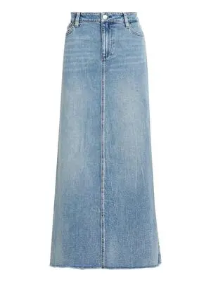 Alice + Olivia Marissa Distressed Denim Maxi Skirt - Mid Denim