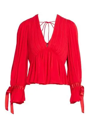 Alice + Olivia Clarissa Pleated Blouse - Red