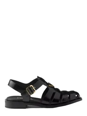 Prada Leather Fisherman Sandals - Black