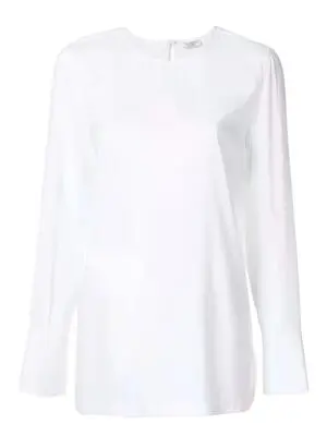 Brunello Cucinelli Silk-blend Wide Cuff Blouse - White