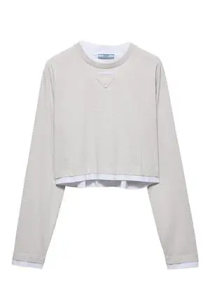 Prada Long-sleeved Jersey T-shirt - Grey
