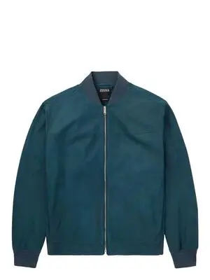 Zegna Nubuck Bomber Jacket - Blue