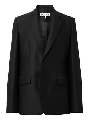 Loewe Grain De Poudre Wool And Silk-blend Blazer - Black