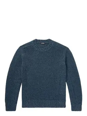 Zegna Cashmere, Linen, And Cotton-blend Sweater - Blue