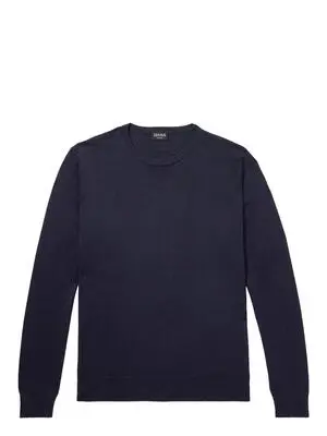 Zegna Cashmere And Silk-Blend Sweater Blue