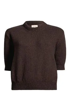 Khaite Davin Short-sleeve Cashmere Sweater - Coffee