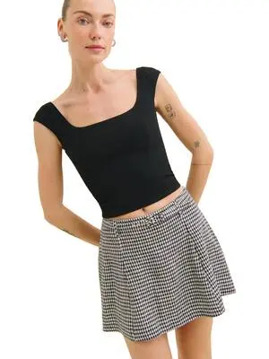 REFORMATION Reformation Rory Pleated Mini Skirt Black