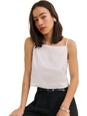 REFORMATION Kerri Linen Top Ivory