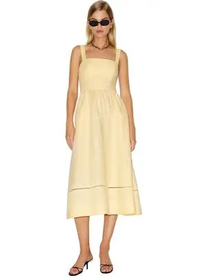 REFORMATION Everett Linen Midi Dress - Yellow