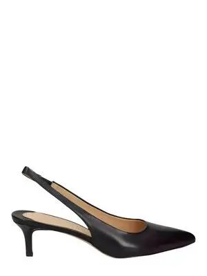 Ralph Lauren 50mm Leather Slingback Pumps - Black