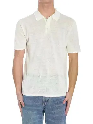 ROBERTO COLLINA Linen Polo Shirt - White