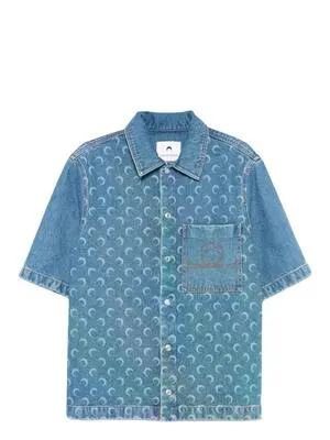 MARINE SERRE Moon Laser Denim Shirt - Blue