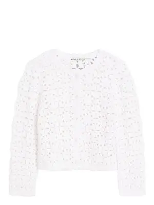 Alice + Olivia Anderson Cropped Cardigan - White