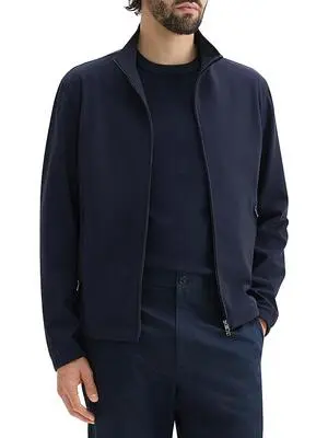 Theory Stand Collar Zip Jacket In Precision Ponte - Baltic