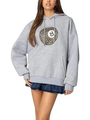 EDIKTED Leopard Print Oversized Hoodie - Gray Melange