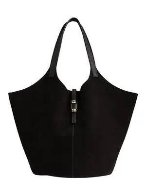 REISS Lyra Leather Tote Chocolate