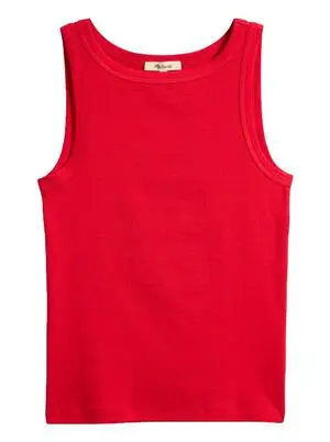 Madewell Madewell High Neck Cotton Tank Cerise