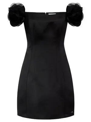 Elisabetta Franchi Satin Off-shoulder Dress - Black