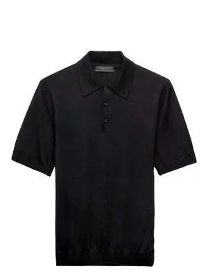 Prada Fine-knit Polo Shirt - Black
