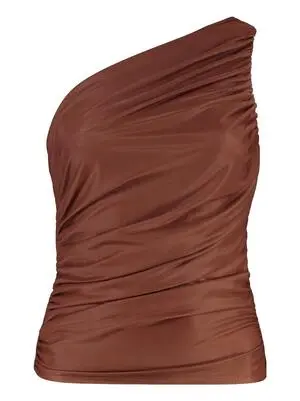 Pinko Cormorano One-Shoulder Top Brown