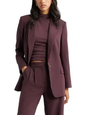 OPEN EDIT Open Edit Relaxed Blazer Burgundy Fudge