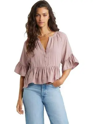 Treasure & Bond Treasure & Bond Ruffle Peplum Top Pink Timber