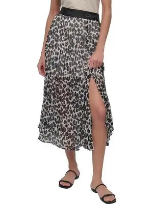 Dkny Print Asymmetric Midi Skirt - Spring Animal