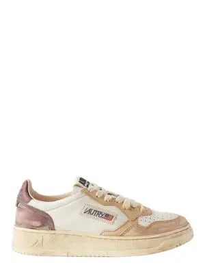 AUTRY Super Vintage Distressed Metallic Leather Sneakers - Gold