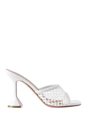Amina Muaddi Lupita Fishnet And Leather Mules - White