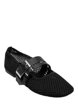 Dkny Dade Buckle Strap Mesh Ballet Flat - Black