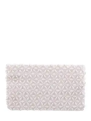 Nina Nina Rivera Beaded Clutch Ivory