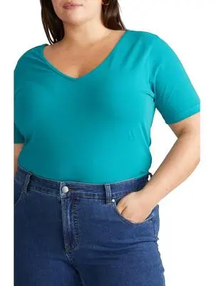 Universal Standard Universal Standard Double V-Neck T-Shirt Aurora