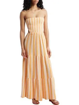 Rip Curl Rip Curl Premium Surf Stripe Tiered Cotton Maxi Dress Mango