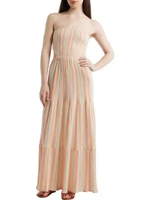 RIP CURL Rip Curl Premium Surf Stripe Tiered Cotton Maxi Dress