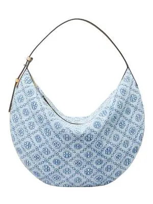 Tory Burch T Monogram Denim Shoulder Bag - Powder Blue