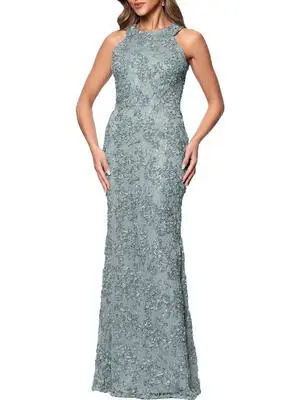 XSCAPE EVENINGS Sequin Soutache Sleeveless Gown - Sage