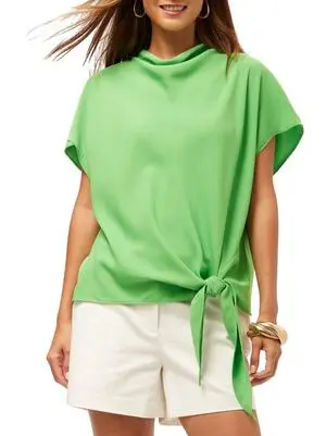 Trina Turk Trina Turk High Neck Tie Hem Top Grass Court Green