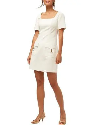 Trina Turk Trina Turk Square Neck Sheath Dress Whitewash