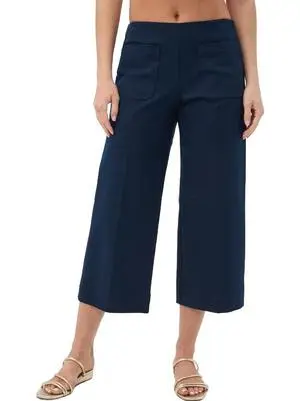 Trina Turk Fortunate Cropped Wide Leg Pants - Indigo