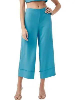 Trina Turk Trina Turk Bahooka Cropped Wide-Leg Pants Champion Cyan