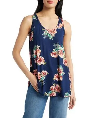 Loveappella Floral Knit Swing Tank - Navy Floral